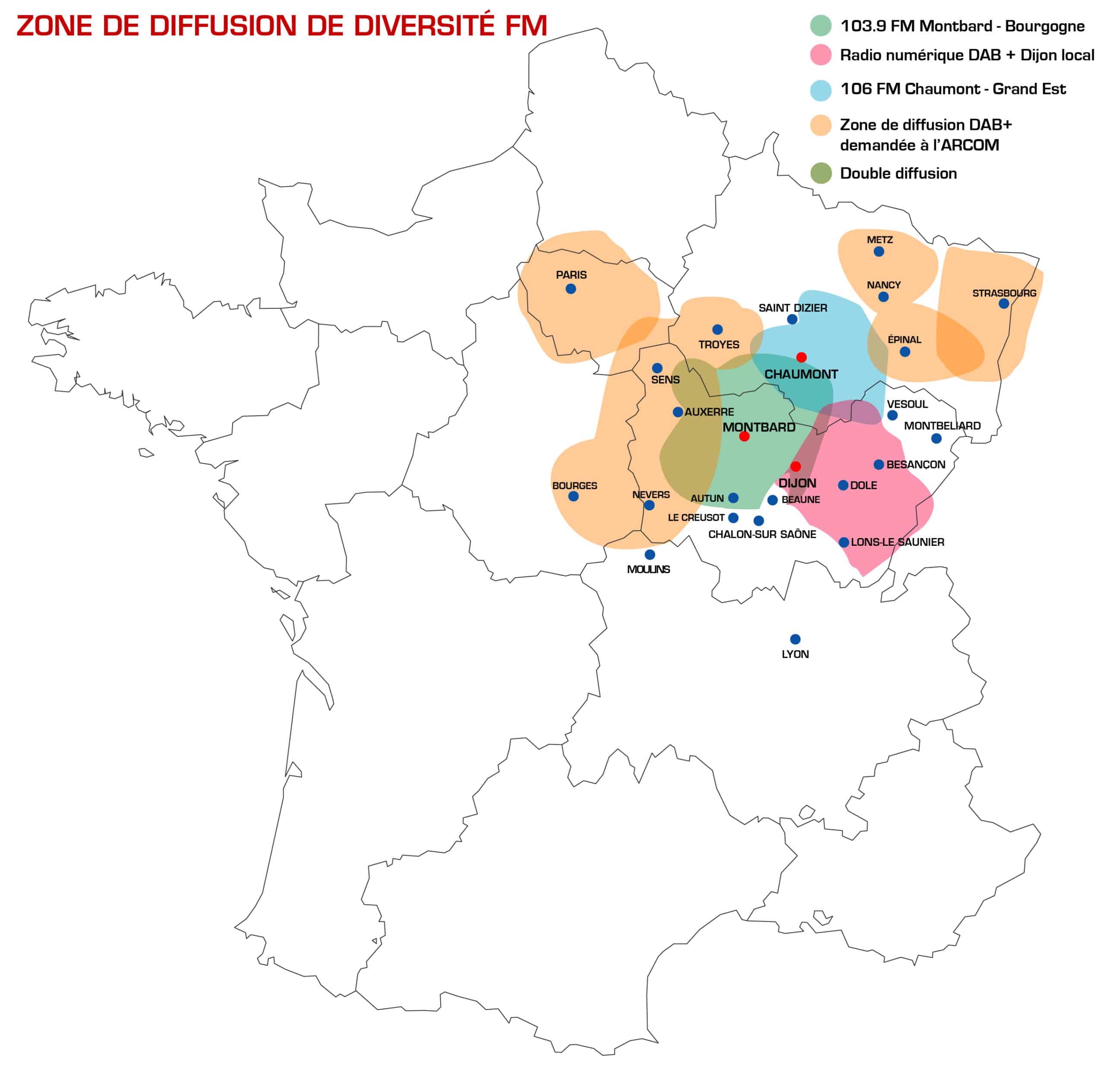 Les fréquences FM et en radio numérique-DAB+ - Diversité FM